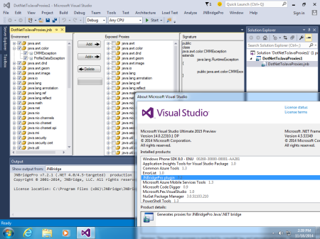 JNBridgePro and Visual Studio 2015 - JNBridge